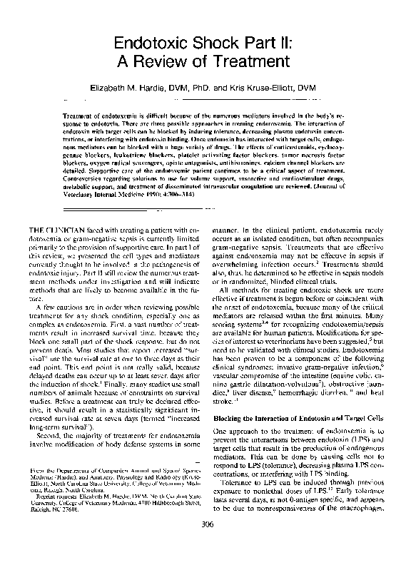 (PDF) Endotoxic Shock Part II: A Review of Treatment