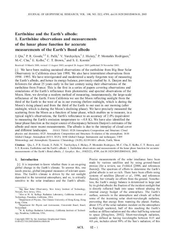 (PDF) The earthshine spectrum | P Montanes Rodriguez - Academia.edu