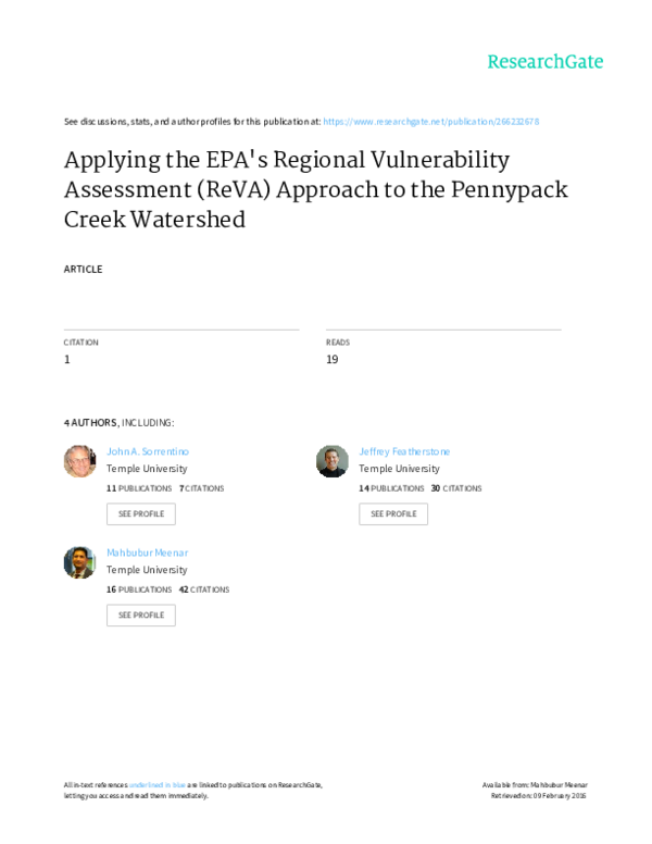 (PDF) Applying the EPA’s Regional Vulnerability Assessment (ReVA ...