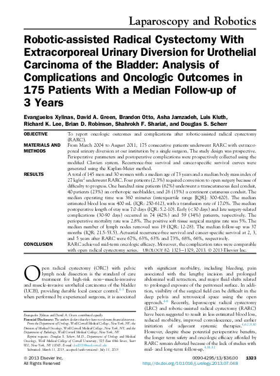 (PDF) Robotic-assisted Radical Cystectomy With Extracorporeal Urinary Diversion for Urothelial ...