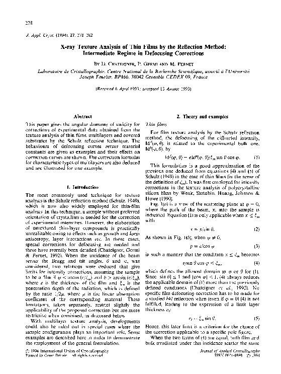 (PDF) X-ray texture analysis of thin films by the reflection method ...