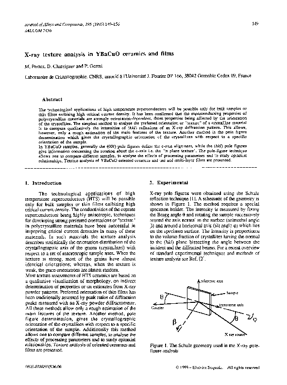 (PDF) X-ray texture analysis in YBaCuO ceramics and films