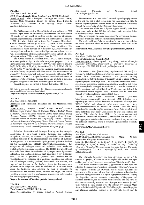 (PDF) COD (Crystallography Open Database) and PCOD (Predicted)