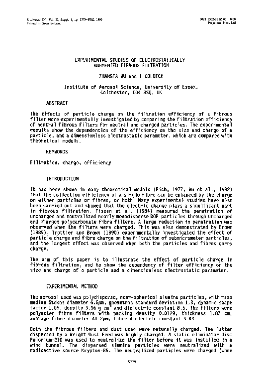 (PDF) Experimental studies of electrostatically augmented fibrous ...