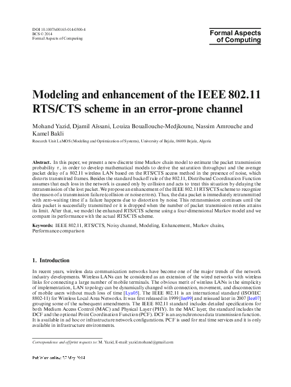 (PDF) Modeling and performance study of the packet fragmentation in an IEEE 802.11e-EDCA network ...