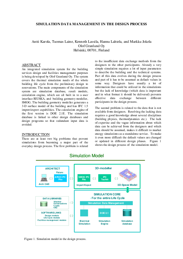 (PDF) SIMULATION DATA MANAGEMENT IN THE DESIGN PROCESS