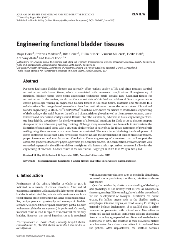 (PDF) Engineering functional bladder tissues | Rita Gobet - Academia.edu