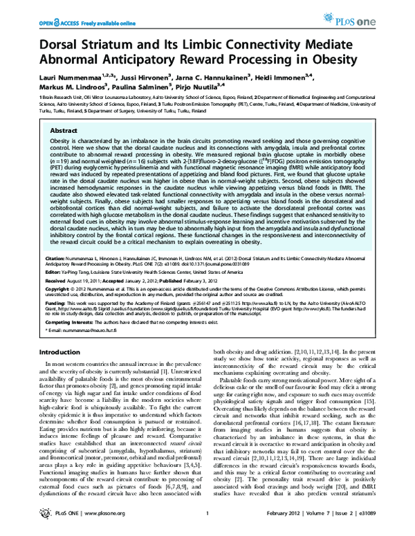 (PDF) Dorsal Striatum and Its Limbic Connectivity Mediate Abnormal Anticipatory Reward ...