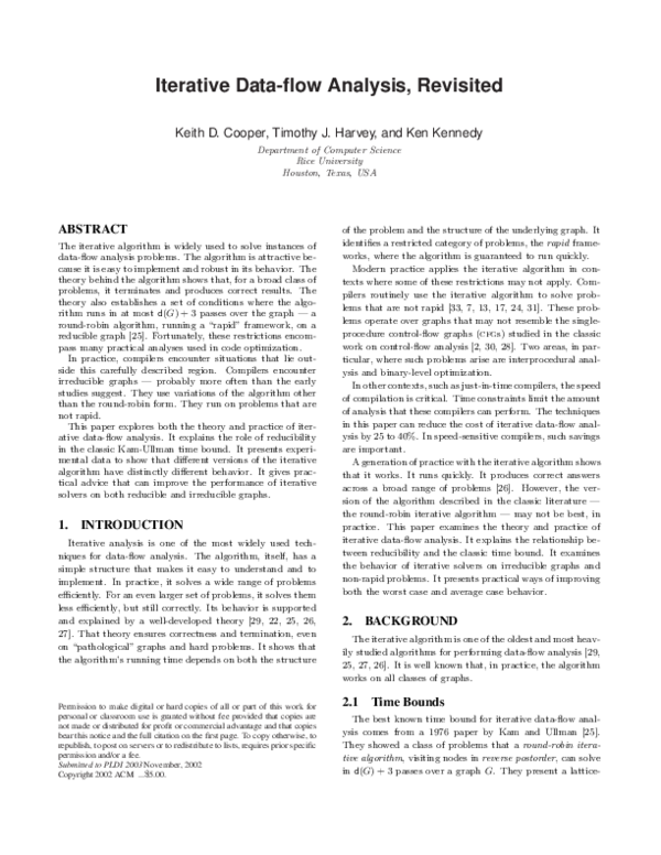 (PDF) Iterative Dataflow Analysis, Revisited