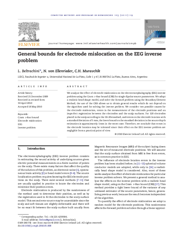 (PDF) General bounds for electrode mislocation on the EEG inverse problem