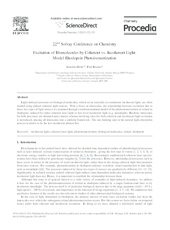 (PDF) Excitation of Biomolecules by Coherent vs. Incoherent Light ...