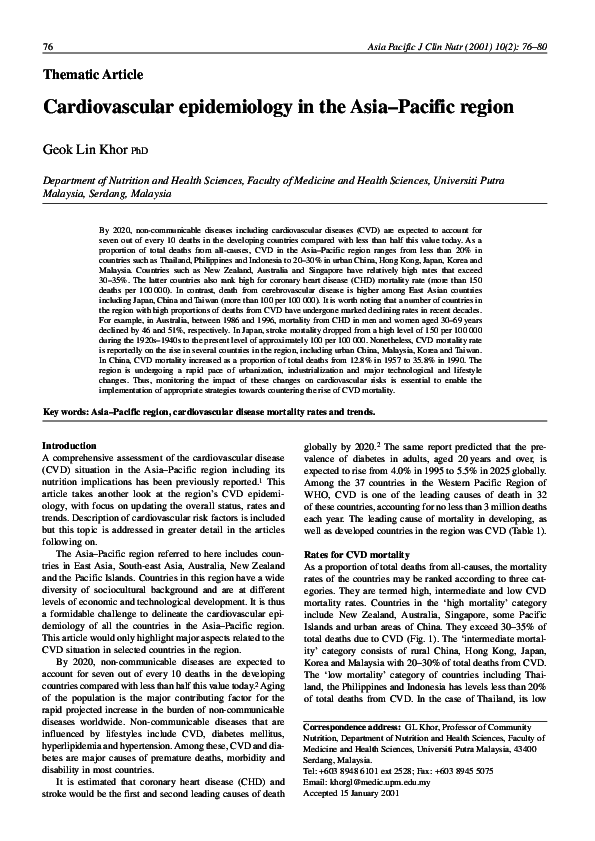 (PDF) Cardiovascular epidemiology in the Asia–Pacific region