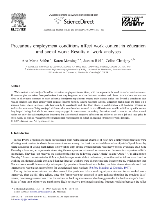 (PDF) Precarious employment conditions affect work content in education ...