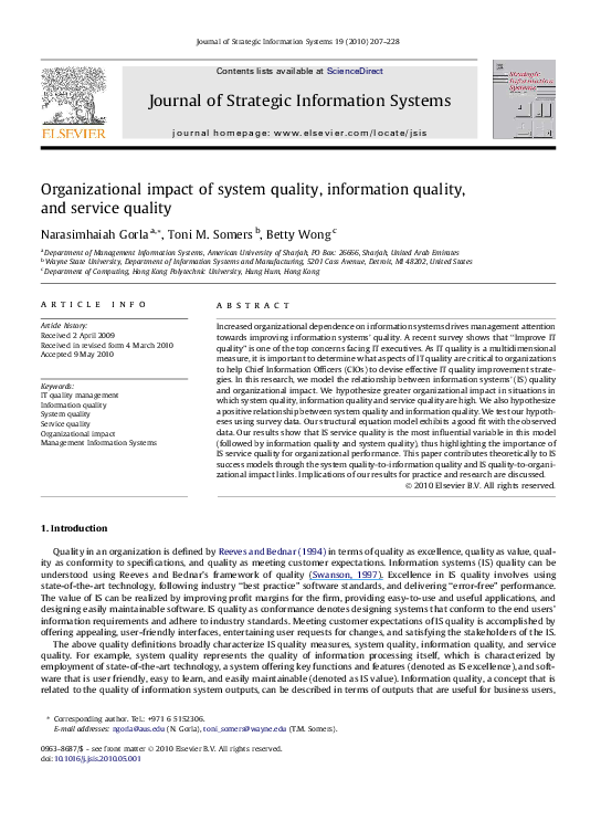 (PDF) Organizational impact of system quality, information quality, and ...