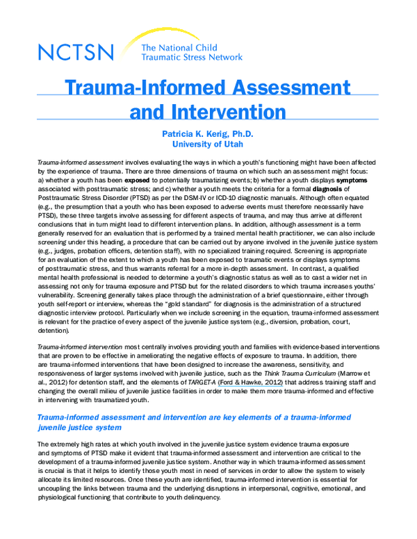 (PDF) Trauma-informed assessment and intervention