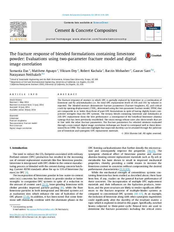 (PDF) The fracture response of blended formulations containing limestone powder: Evaluations ...