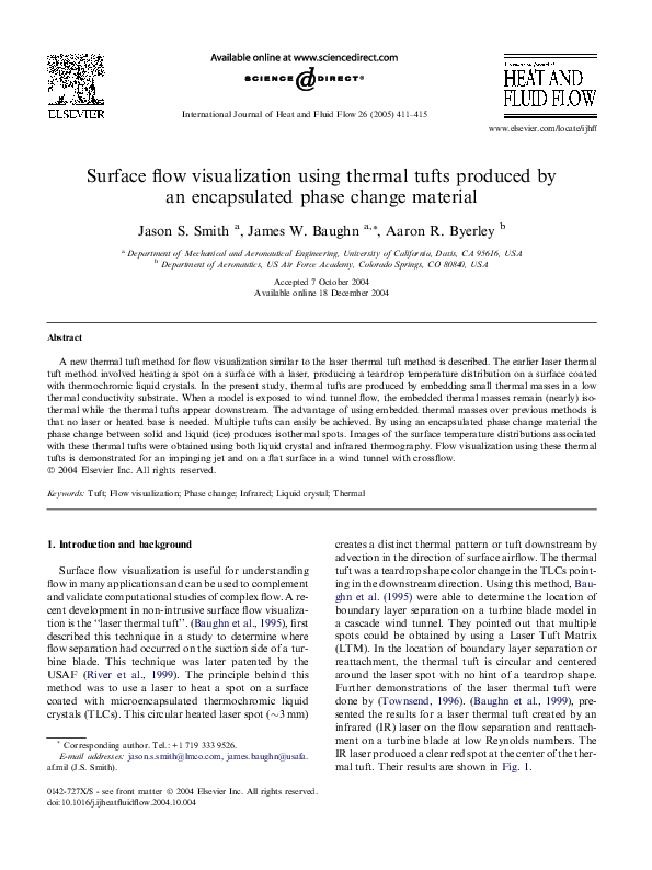 (PDF) Surface flow visualization using thermal tufts produced by an ...