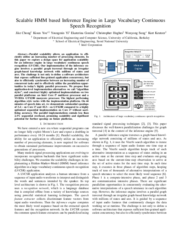 Pdf Scalable Hmm Based Inference Engine In Large Vocabulary Continuous Speech Recognition