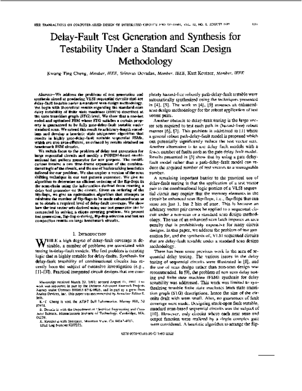 (PDF) Delay-fault test generation and synthesis for testability under a ...