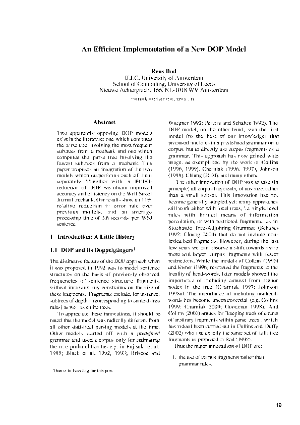 (PDF) An efficient implementation of a new DOP model