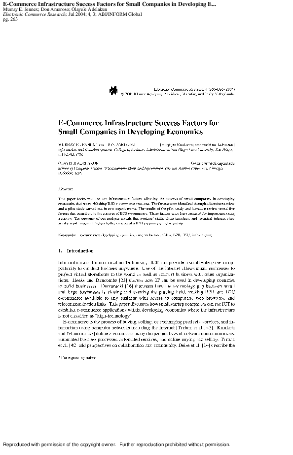 (PDF) E-Commerce Infrastructure Success Factors for Small Companies in Developing Economies