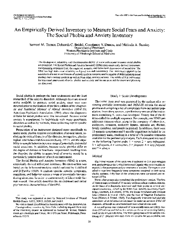(PDF) An Empirically Derived Inventory to Measure Social Fears and ...