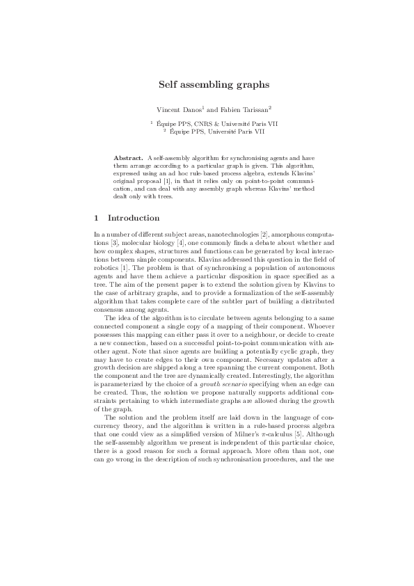 (PDF) Self Assembling Graphs