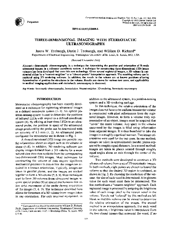 (PDF) Three-dimensional imaging with stereotactic ultrasonography