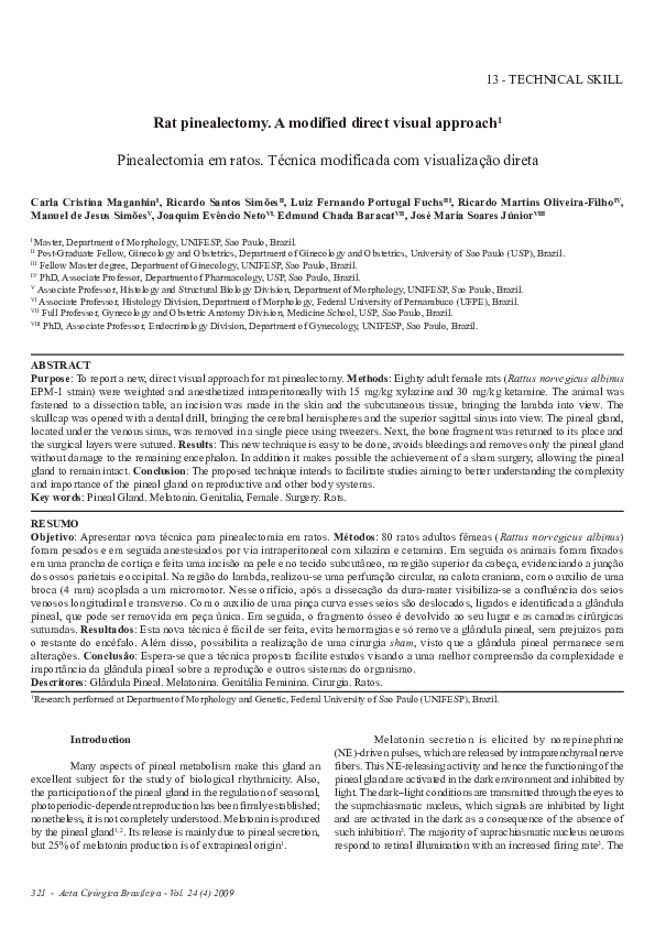 (PDF) Rat pinealectomy: a modified direct visual approach