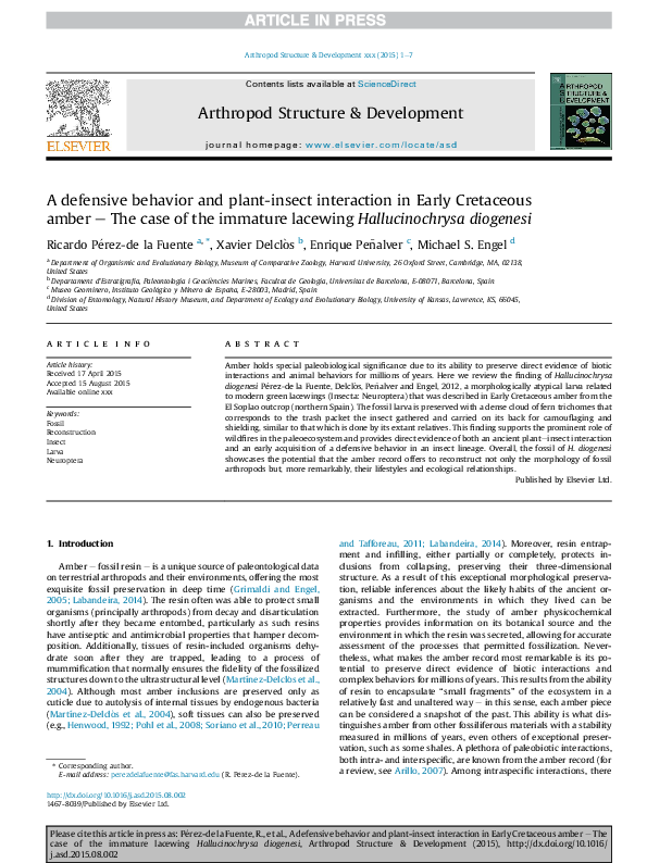 (PDF) A defensive behavior and plant–insect interaction in Early ...