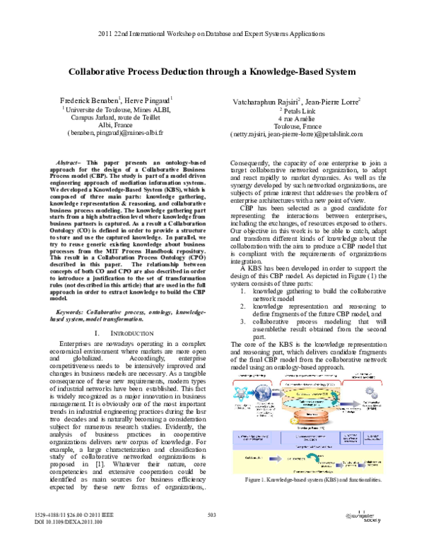 (PDF) Collaborative Process Deduction through a Knowledge-Based System