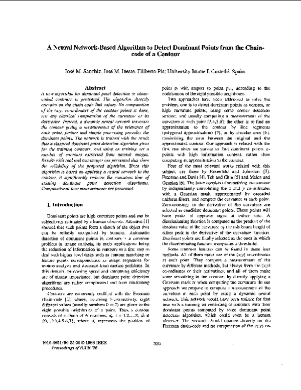Pdf A Neural Network Based Algorithm To Detect Dominant Points From