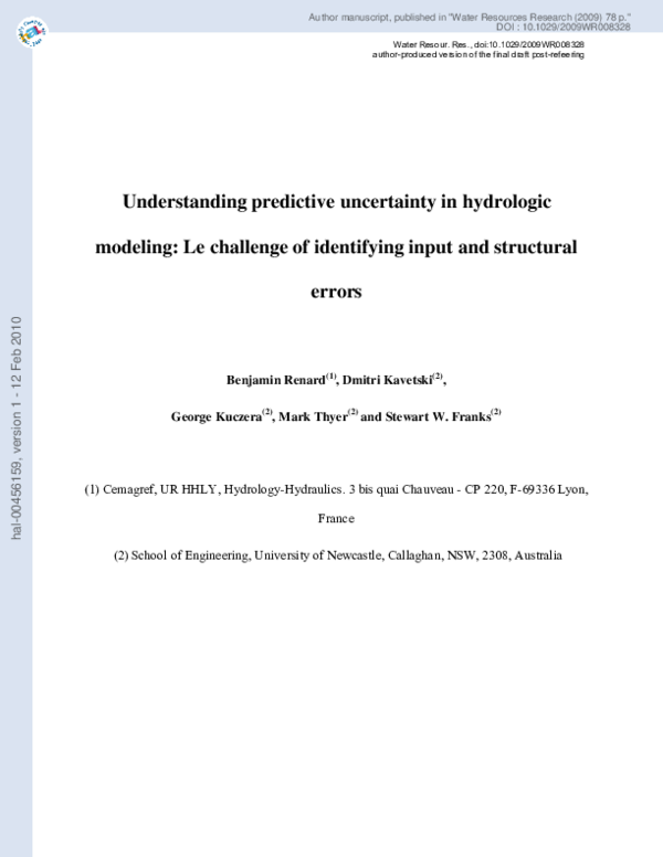 (PDF) Decomposing Predictive Uncertainty in Hydrology