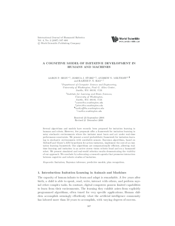 (PDF) A cognitive model of imitative development in humans and machines