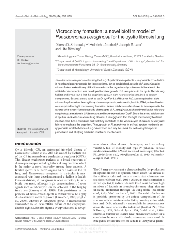 (PDF) Microcolony formation: a novel biofilm model of Pseudomonas ...