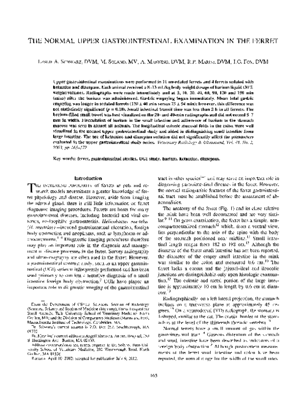 (PDF) THE NORMAL UPPER GASTROINTESTINAL EXAMINATION IN THE FERRET