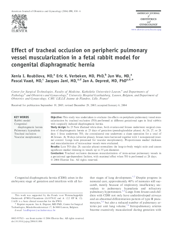 (PDF) Effect of tracheal occlusion on peripheric pulmonary vessel ...