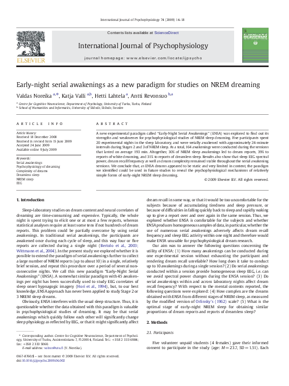 (PDF) Early-night serial awakenings as a new paradigm for studies on ...