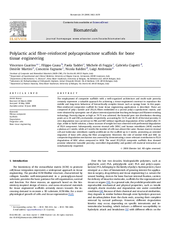 (PDF) Polylactic acid fibre-reinforced polycaprolactone scaffolds for ...