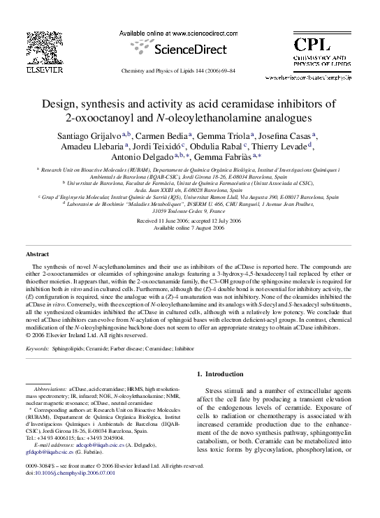 (PDF) Design, synthesis and activity as acid ceramidase inhibitors of 2 ...
