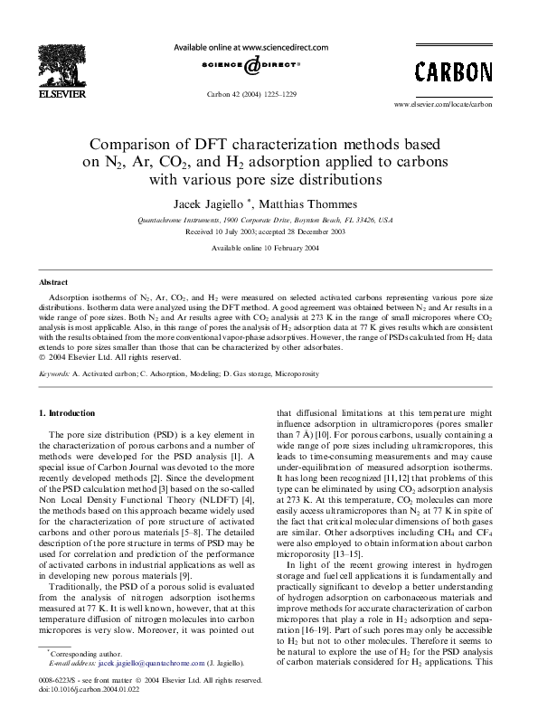 (PDF) Comparison of DFT characterization methods based on N2, Ar, CO2 ...