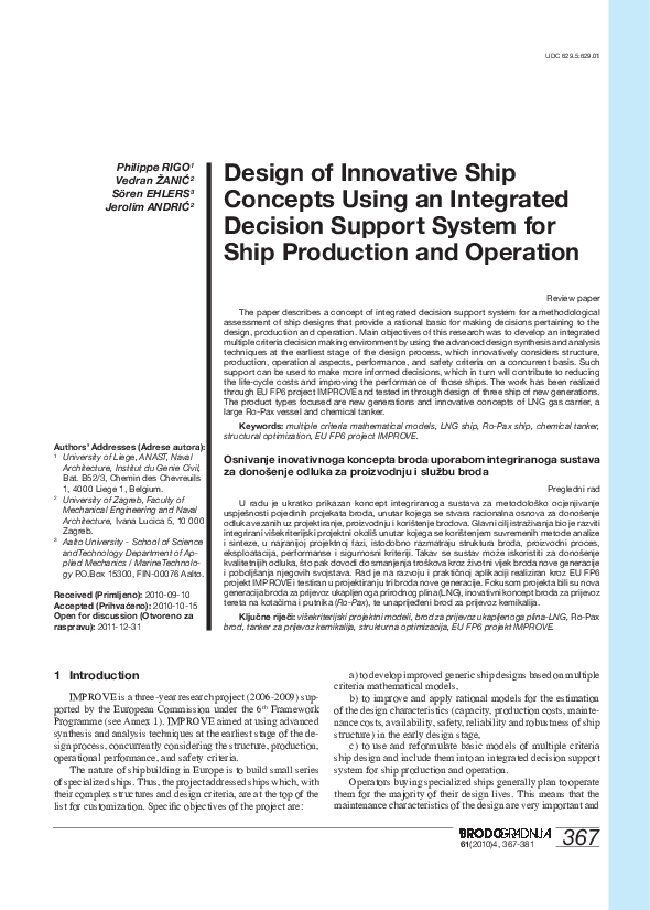 (PDF) Design of innovative ship concepts using an integrated decision ...