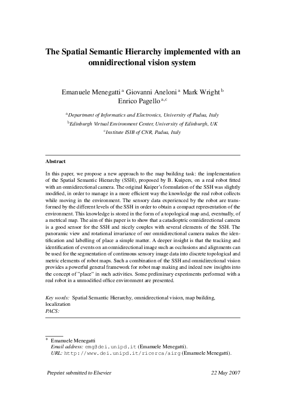 Pdf The Spatial Semantic Hierarchy Implemented With An Omnidirectional Vision System