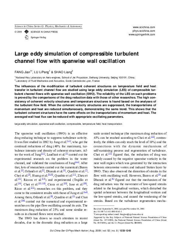 (PDF) Large Eddy Simulation of Compressible Turbulent Flows