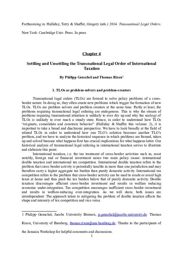 (DOC) The International Tax Regime: Historical Evolution and Political ...