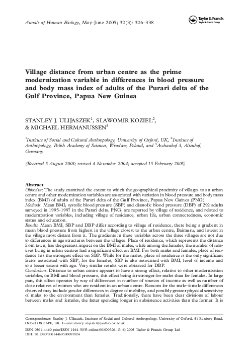 (PDF) Village distance from urban centre as the prime modernization ...