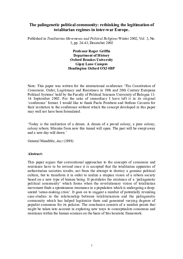 (PDF) The Palingenetic Political Community: Rethinking the Legitimation ...