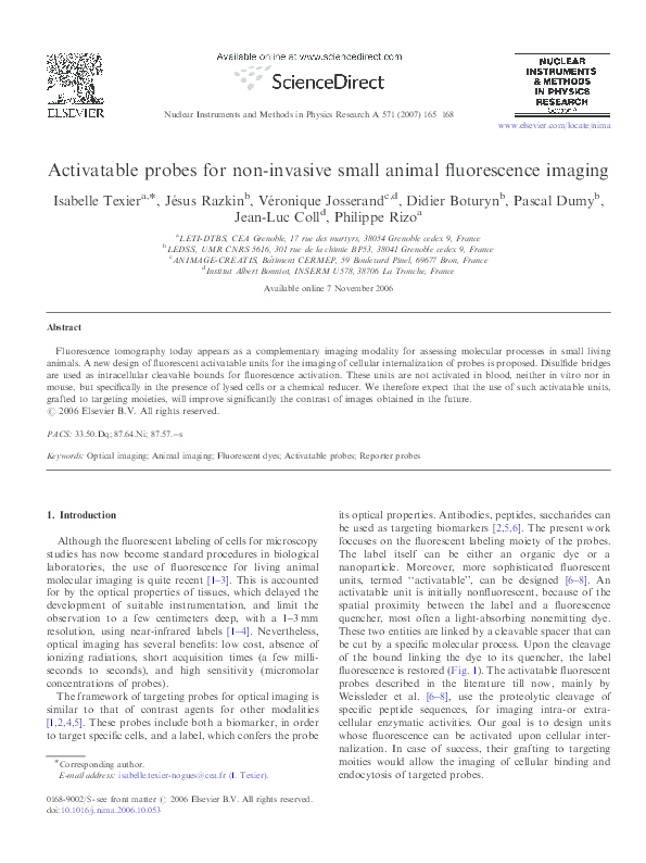 (PDF) Activatable probes for non-invasive small animal fluorescence imaging