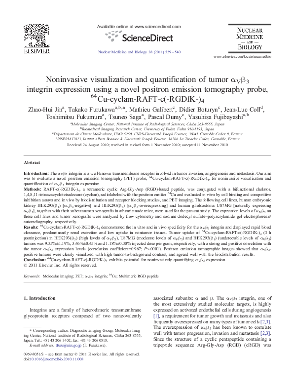 (PDF) Noninvasive visualization and quantification of tumor αVβ3 ...