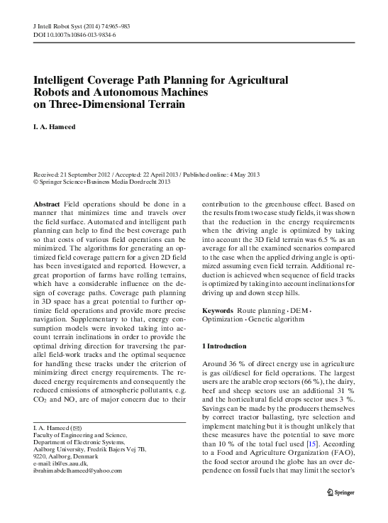 (PDF) Intelligent Coverage Path Planning for Agricultural Robots and ...